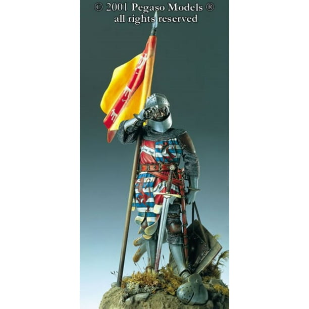 Pegaso Models 90mm French Knight w/ Flag 1346 White Metal Figure Kit ...