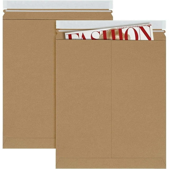10 Pack Natural Brown Paperboard Rigid Mailers 12.75" x 15" Self-Seal ...