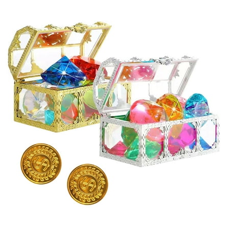 Diving Toy Set Jewels Pirate Treasure Chest Sinking Gems Pool For Games ...