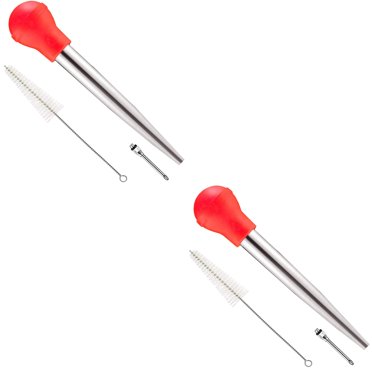 Heavy Duty Stainless Steel Meat Injector Kit, 2 oz Turkey Flavor ...