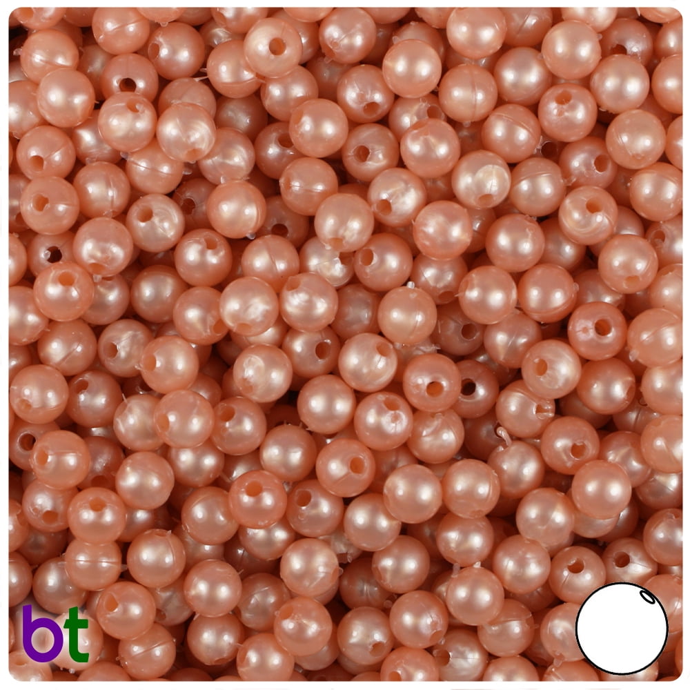 BeadTin Peach Pearl 6mm Round Plastic Beads (500pcs) - Walmart.com