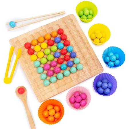 Wooden Board Bead Game, Wooden Go Games Set, Wooden Clip Rainbow Clip ...