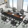 Small 4-Person Conference Table, Square Home Office Meeting Table ...