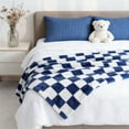 Checkered Flannel Blanket | Soft Polyester Throw • Black and White ...