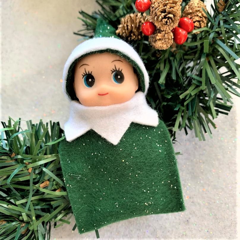 Green Baby Elf Figurine, Miniature Elf, Christmas Elf, Tiny Elf ...