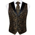 BVOFAR Mens Paisley Suit Vest Tie 3 PC Formal Floral Jacquard Waistcoat ...