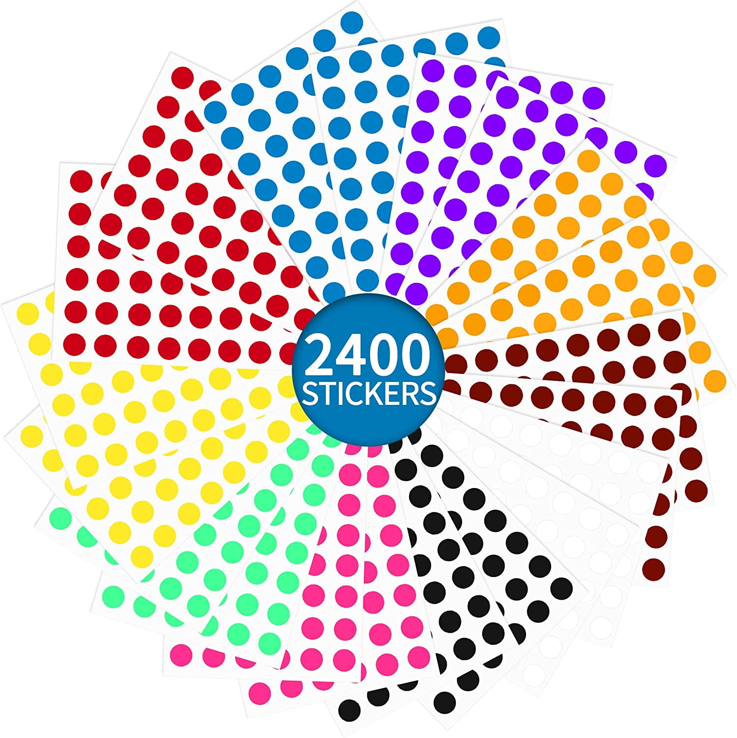 1/2 Inch Circle Sticker Labels, 2400 Sticker Dots, Adhesive and ...