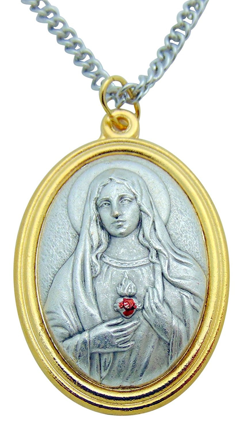 Immaculate Heart of Mary Medal 1 1/2 Inch Pendant Metal Medallion with ...
