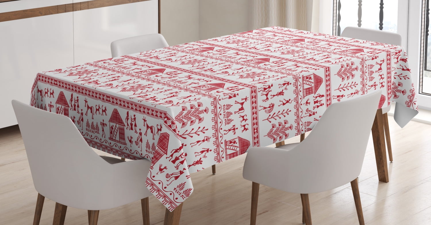 Ambesonne Traditional Tablecloth Rectangular Table Cover, Prehistoric ...
