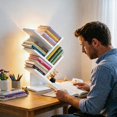 Small Bookshelf with Liting,5-Tier Desktop BookShelf LED for Office ...