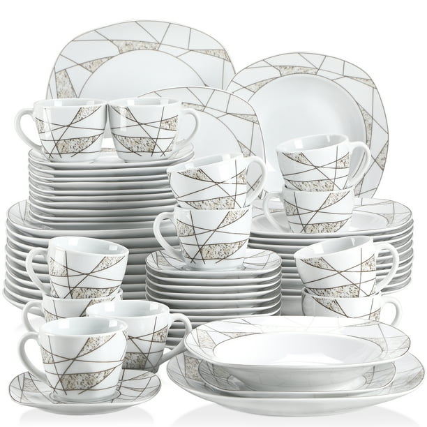 VEWEET, Series Serena, 60-Piece Porcelain Dinnerware Set, Ivory White ... VEWEET, Series Serena, 60-Piece Porcelain Dinnerware Set, Ivory White ...