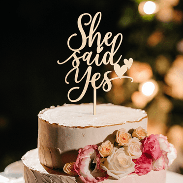 She Said Yes Cake Topper, Gold Glitter Wedding / Engagement / Proposal ...