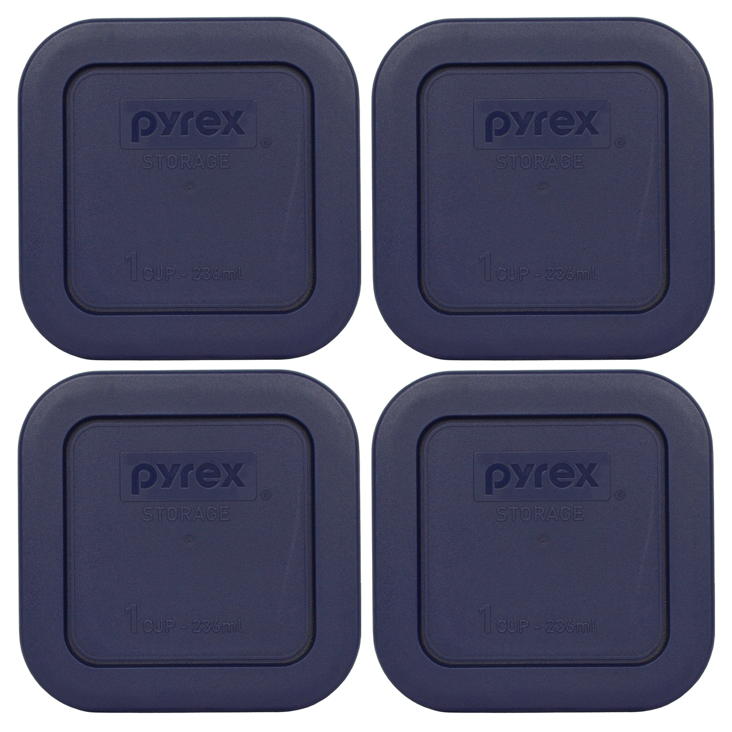 Pyrex 8701-PC Square Plastic Blue Storage Replacement Lid (4-Pack ...
