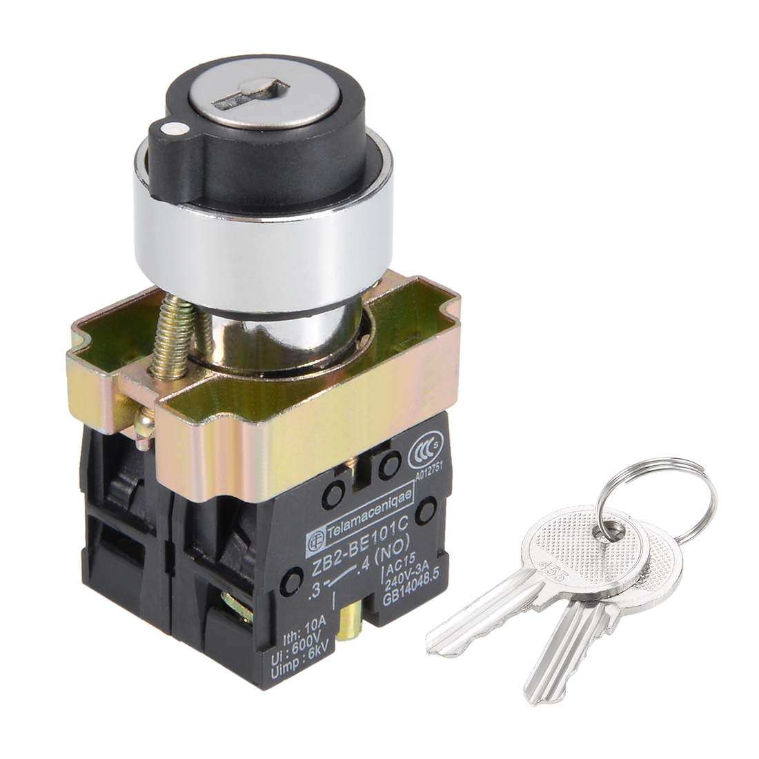 22mm 3 Positions Key Locking Push Button Switch W Keys DPST 240V/3A ...