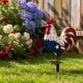 14.4in Iron Chicken Yard Art, Patriotic Metal Rooster Statue for 4th of ...