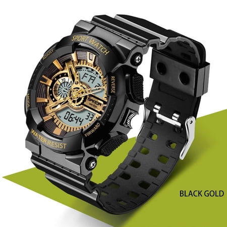 Mens Digital Watch Big Face LED Chronograph Alarm Sport Waterproof ...