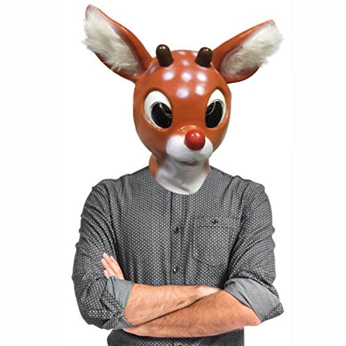 Vintage Style Holiday Christmas Red Nose Reindeer Mask - Walmart.com