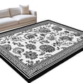 Black Flowers Washable Area Rug 3 x 5 ft Floral Geometric Classic ...