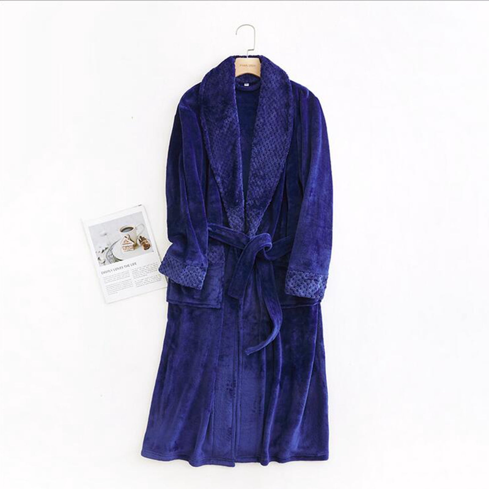 Peignoir en Flanelle Épaissi pour Homme en Velours Corail, Longue Robe ...