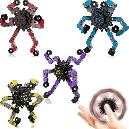 4Pcs Transformable Fingertip Gyro Spinner Funny Finger Chain Robot Toy ...