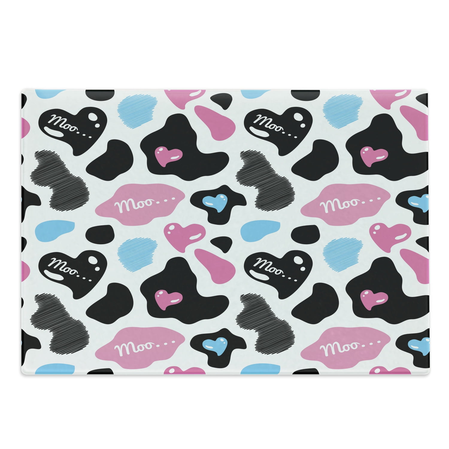 Cow Print Cutting Board, Animal Hide Hearts Moo Barnyard Love Abstract ...