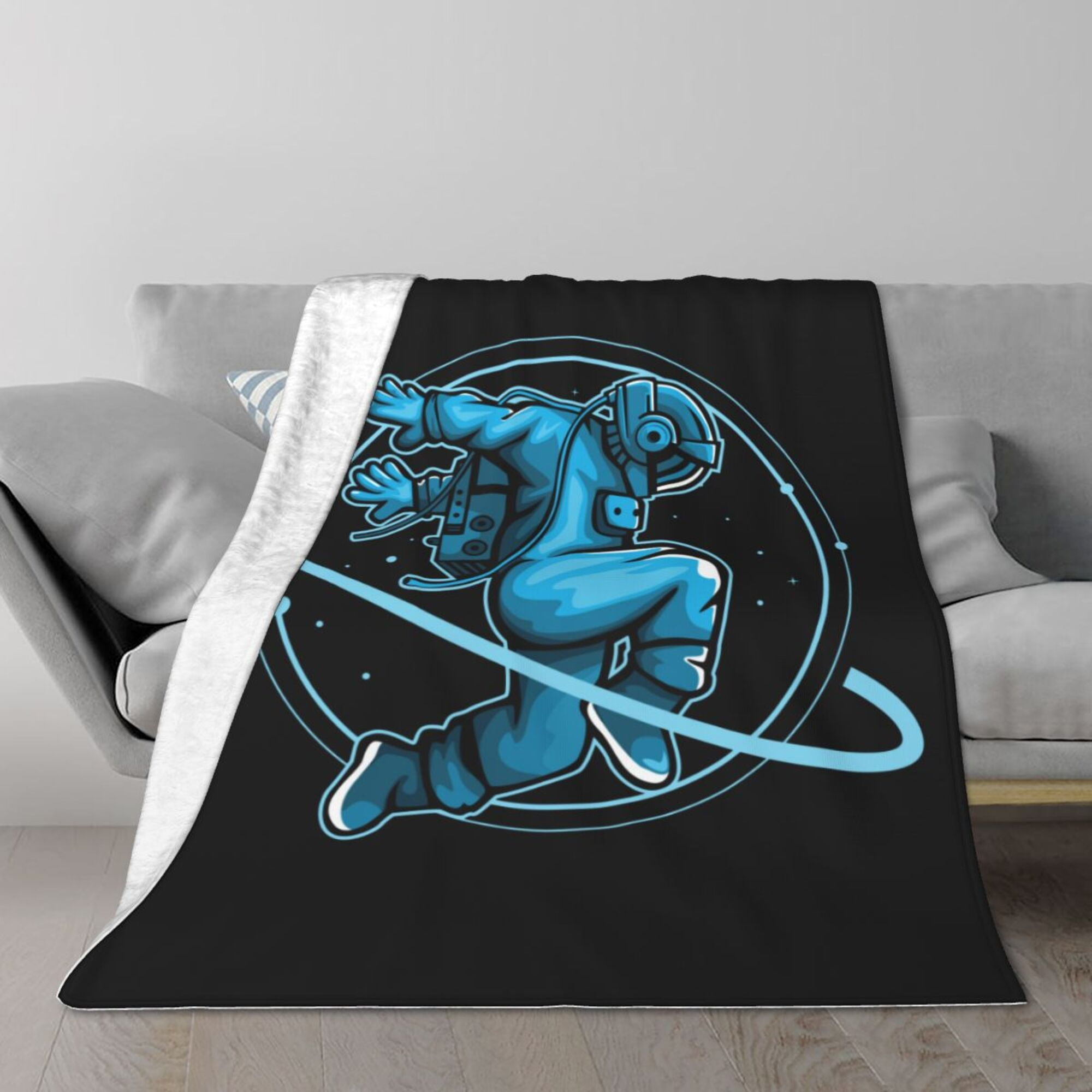 TEQUAN Double Layer Plush Bed Blanket, Astronaut Night Sky Star Pattern ...