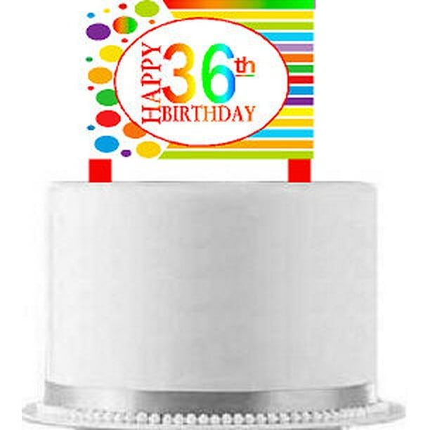 Cakesupplyshop Item Ae 036 Happy 36th Birthday Rainbow Elegant Cake