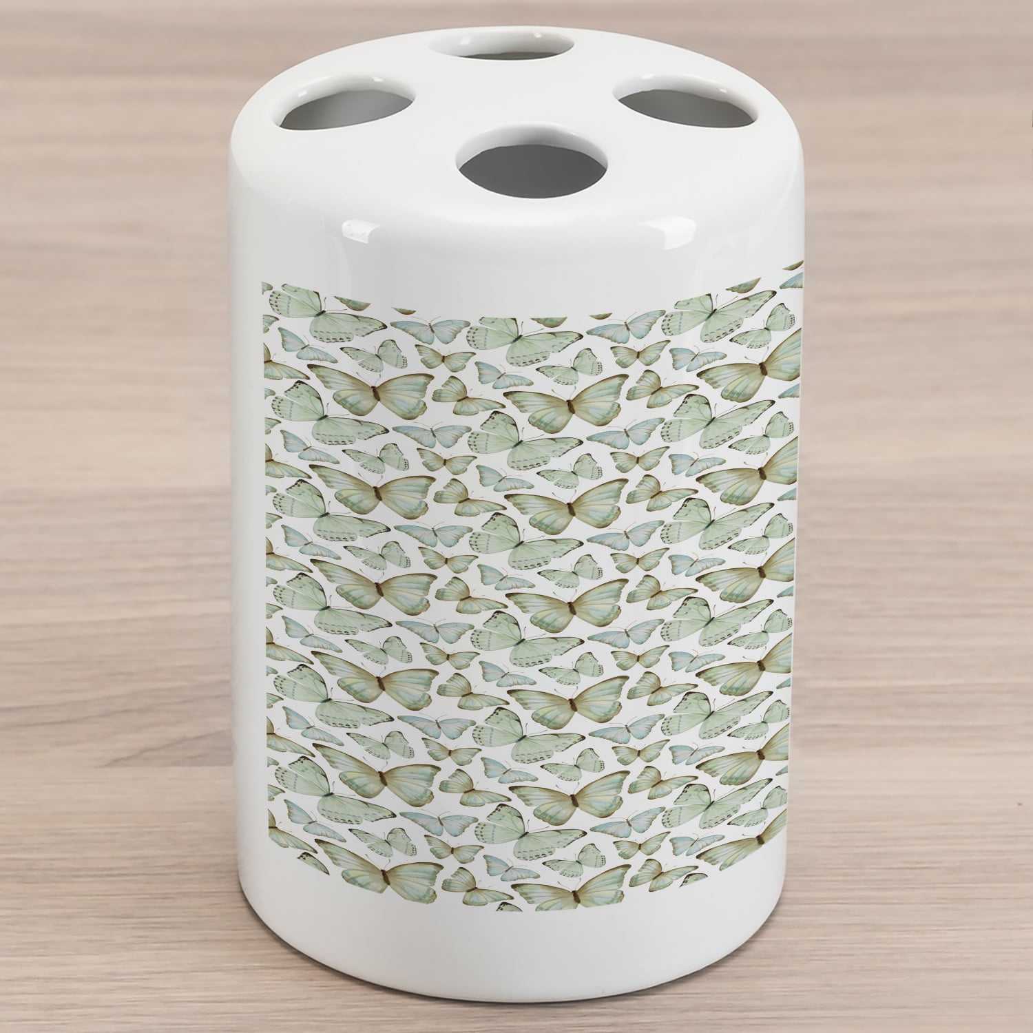 Butterfly Ceramic Toothbrush Holder, Repeating Illustration of Detailed ...