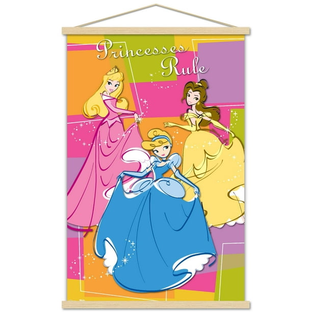 Disney Princess - Princess Rule Wall Poster with Wooden Magnetic Frame ...