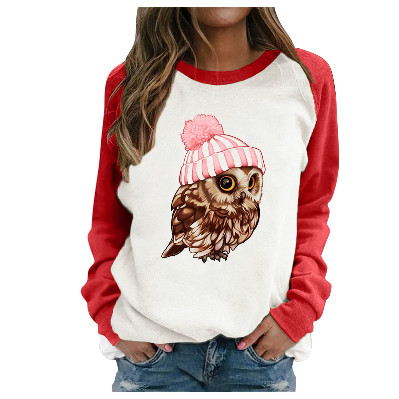 Click here for Unbranded Women Owl Print Stitching Contrast Color... prices