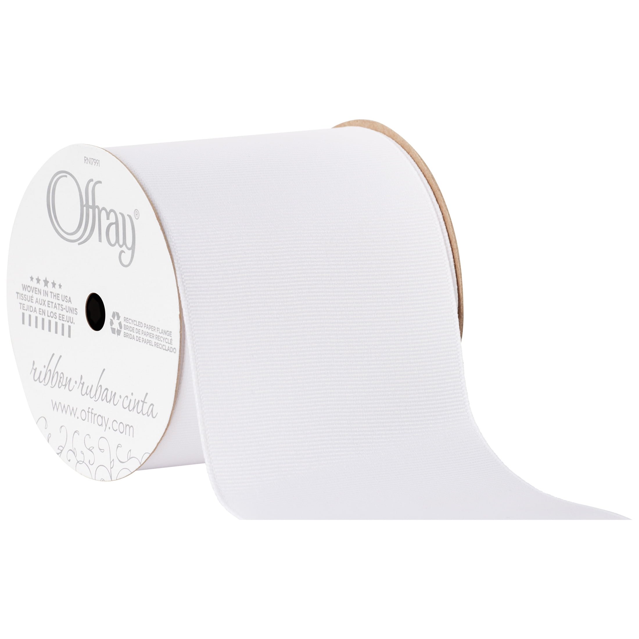 Offray Ribbon, White 3 inch Grosgrain Polyester Ribbon, 9 feet ...