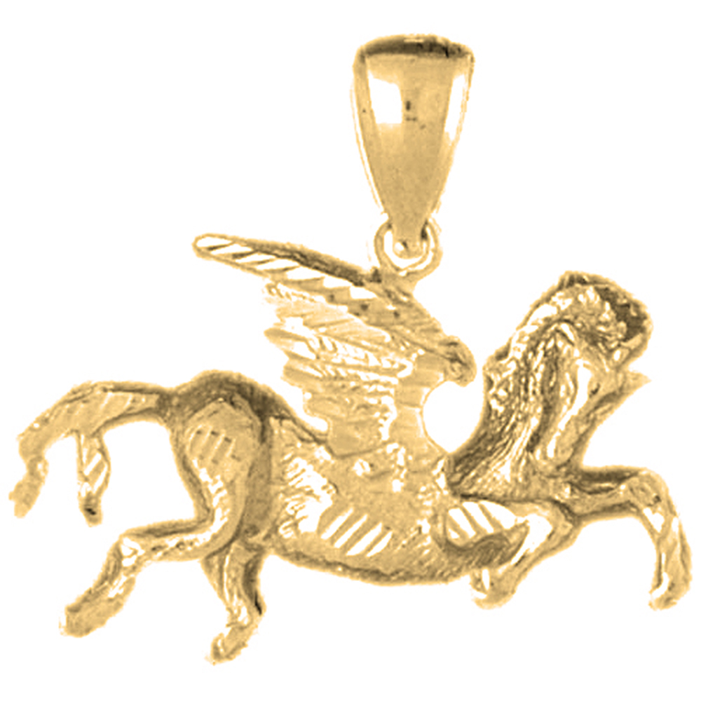 18K Yellow Gold Pegasus Pendant - 25 mm - Walmart.com