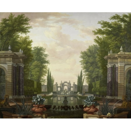 Water Terrace With Statues And Fountains In A Park Poster Print (36 x ...