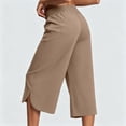 BLCHUNen Wide Leg Pants Woman Capris Side Split Elastic Mid Waisted ...