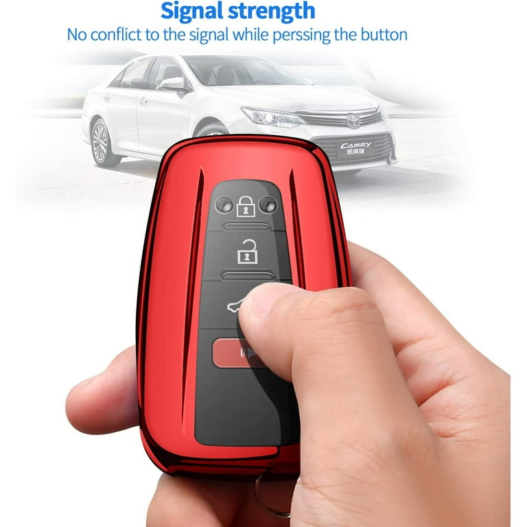 Autophone for Toyota Key Fob Cover with Keychain Soft TPU 360 Degree Protection Key Case Compatible with 2018 2021 Camry RAV4 Highlander Avalon C HR Prius Corolla GT86 Smart Key Red Walmart
