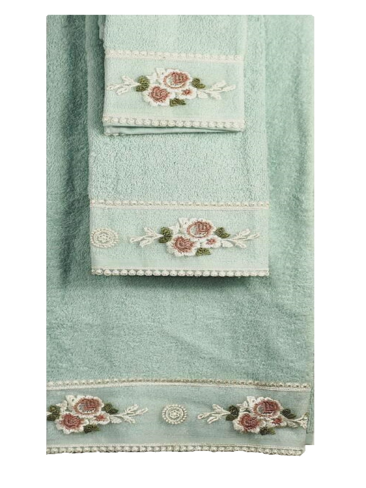 Decorative 3Pc Towel Set Rose Flower Lace - Walmart.com