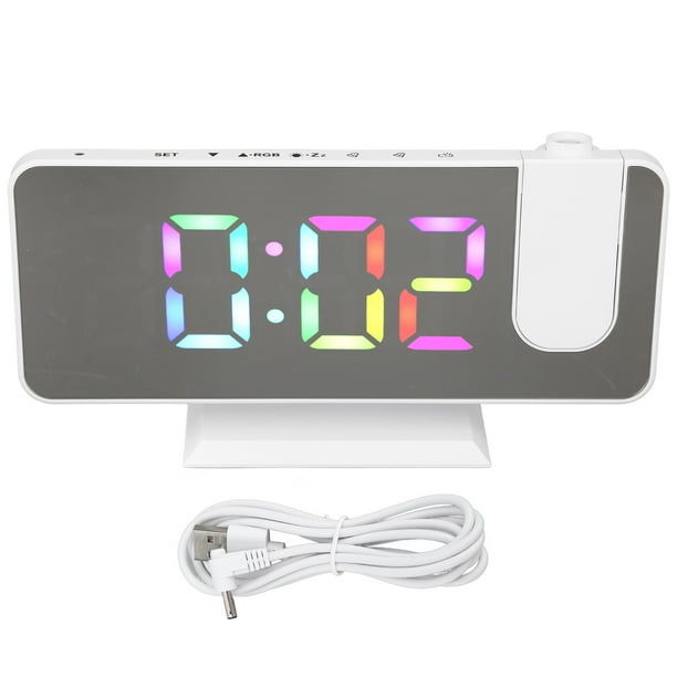 RGB Color Projection Clock,RGB Digital Alarm Clock Mirror Surface Alarm ...