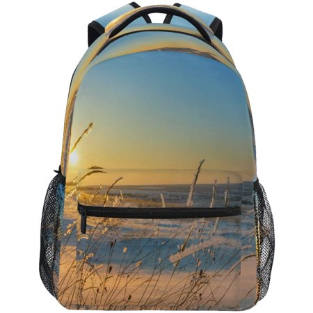 Grass Snow Blue Sky Sun Sunset Backpack Bookbag Daypack Travel Hiking ...