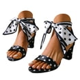 YLYL Womens Sandals Polka Dot Chunky Block Heel Open Toe Ankle Strap ...