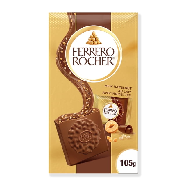 FERRERO ROCHER Premium Hazelnut Milk chocolate squares, 10 Individually ...