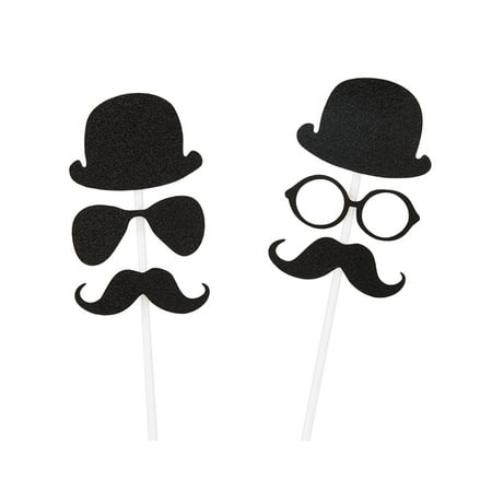 18pcs Cake Toppers Mustache Hat Sunglasses Cupcake Toppers Cake Picks ...