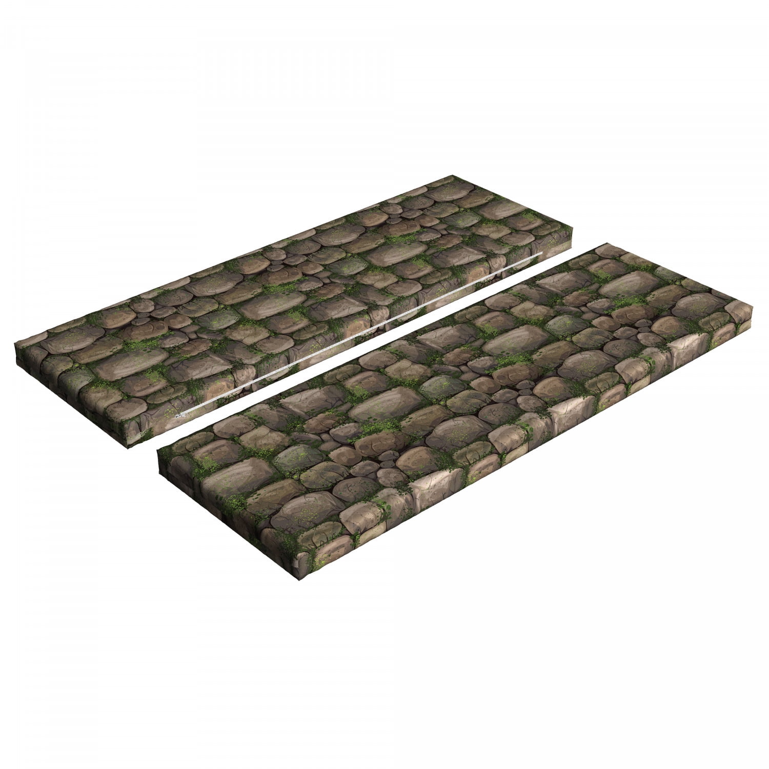 Nature Bench Cushion Set of 2, Stones Covered with Moss Rock Formation ...