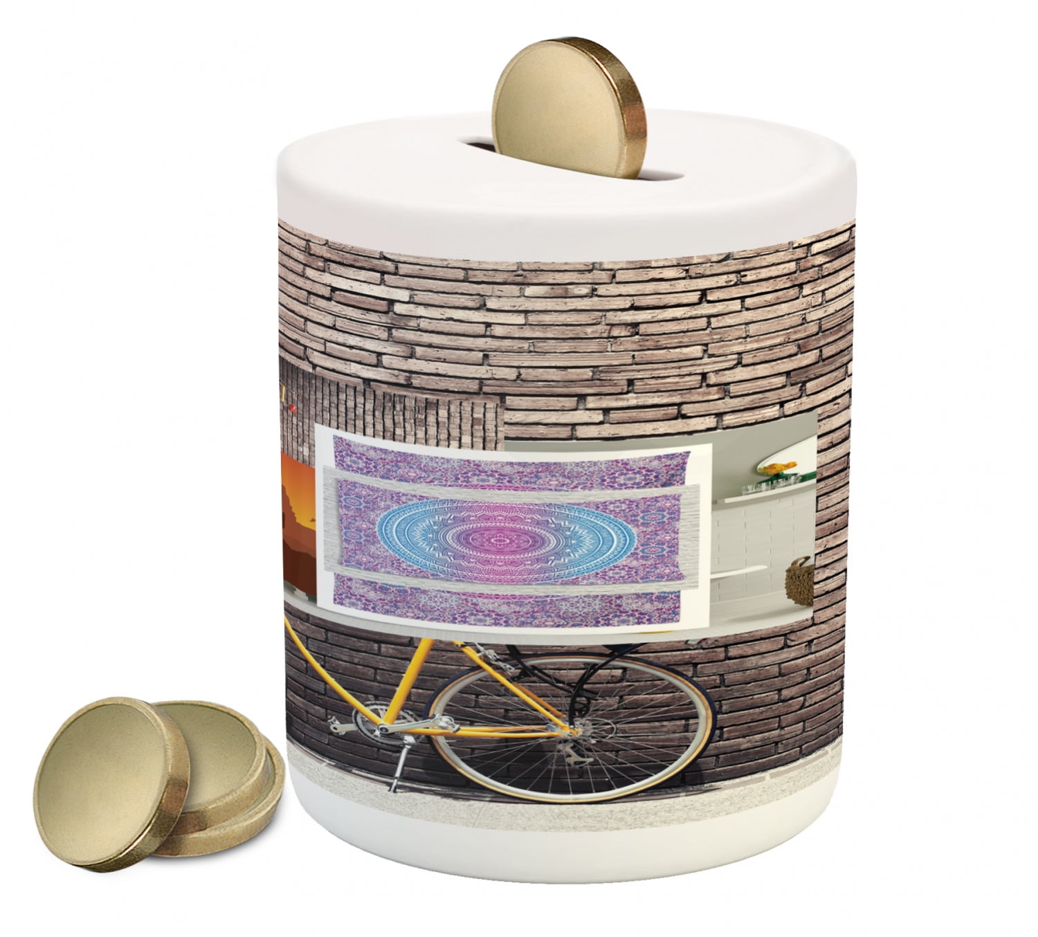Bicycle Piggy Bank, Past Times Aesthetic Road Bike Lean Brick Wall ...