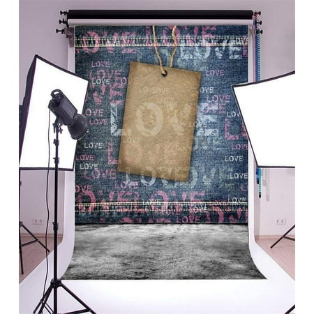 BSDHOME 5x7ft Photography Backdrop Denim Love Texture with Cardboard ...