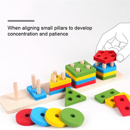 Children Wooden Stacking Toy Set Shape Sorter Educational Playing ...