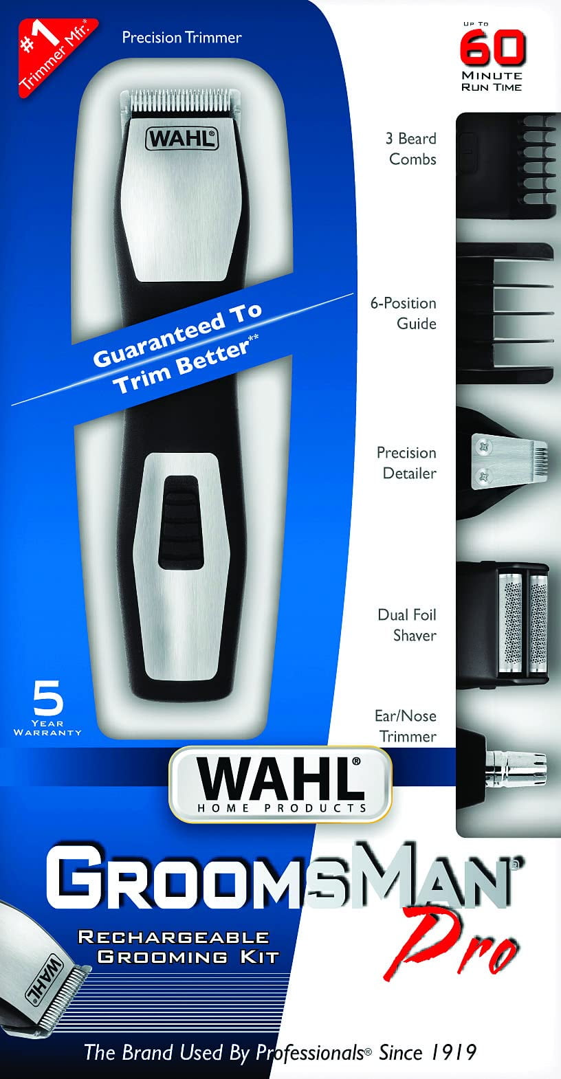 Kit de aseo Wahl 9855-300 Groomsman Pro todo en uno negro/plateado ...