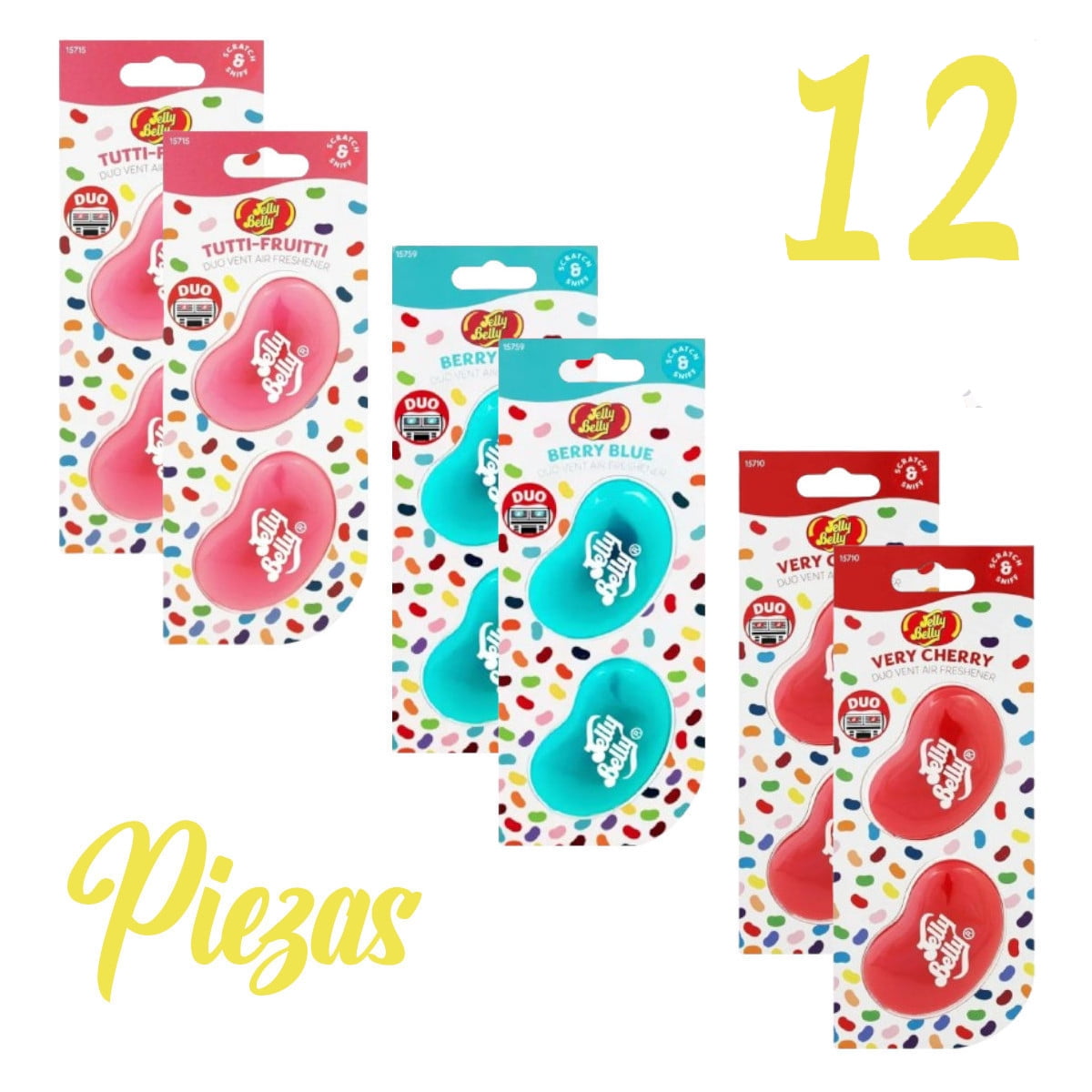 Aromatizante Auto Jelly Belly 12 Piezas Tutti-Furitti Cereza y Mora ...