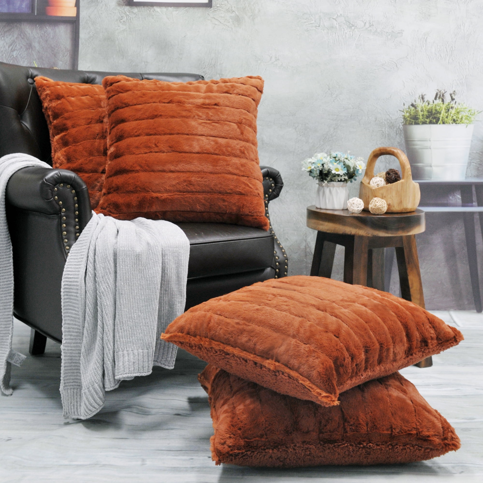 Home Soft Things Super Soft Sherpa Backing Pillow Shell 4 Piece - 20" x ...