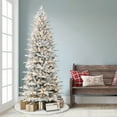 7.5 ft Pre-lit Flocked Slim Northern Fir PE/PVC Tree 400 UL Clear ...