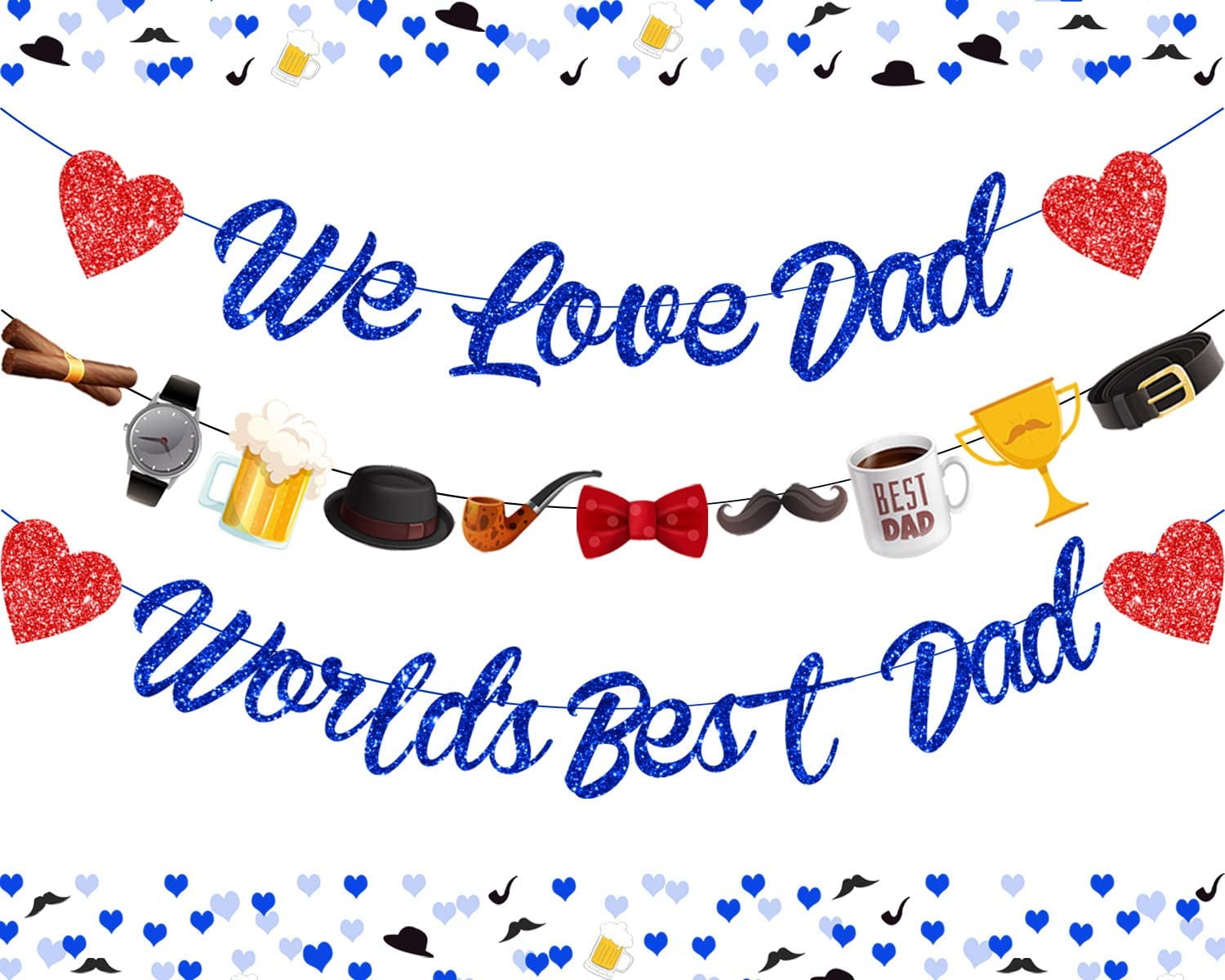 Birthday Decoration for Father We Love Dad Banner, World's Best Dad ...